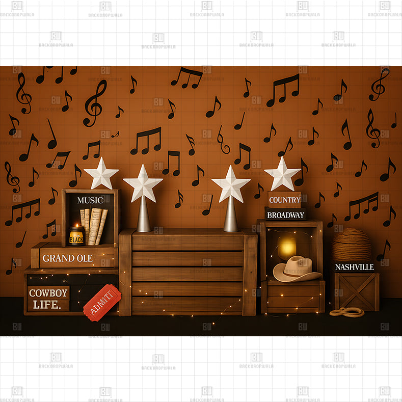 Country Music Notes Printed Baby Backdrop – Backdropwala