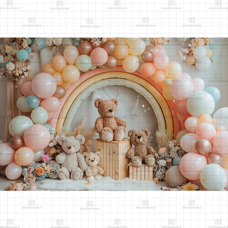 Festive Reveal Bears Printed Baby Backdrop – Backdropwala